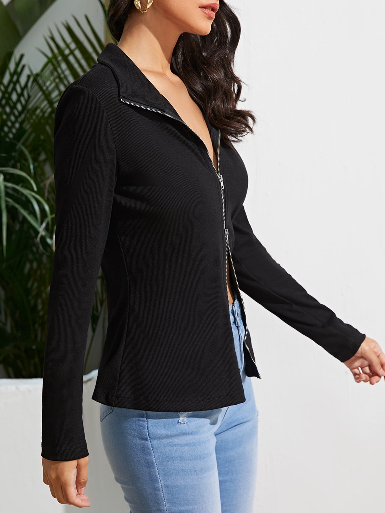 Solid Zip Up Jacket – FAZAH FASHION